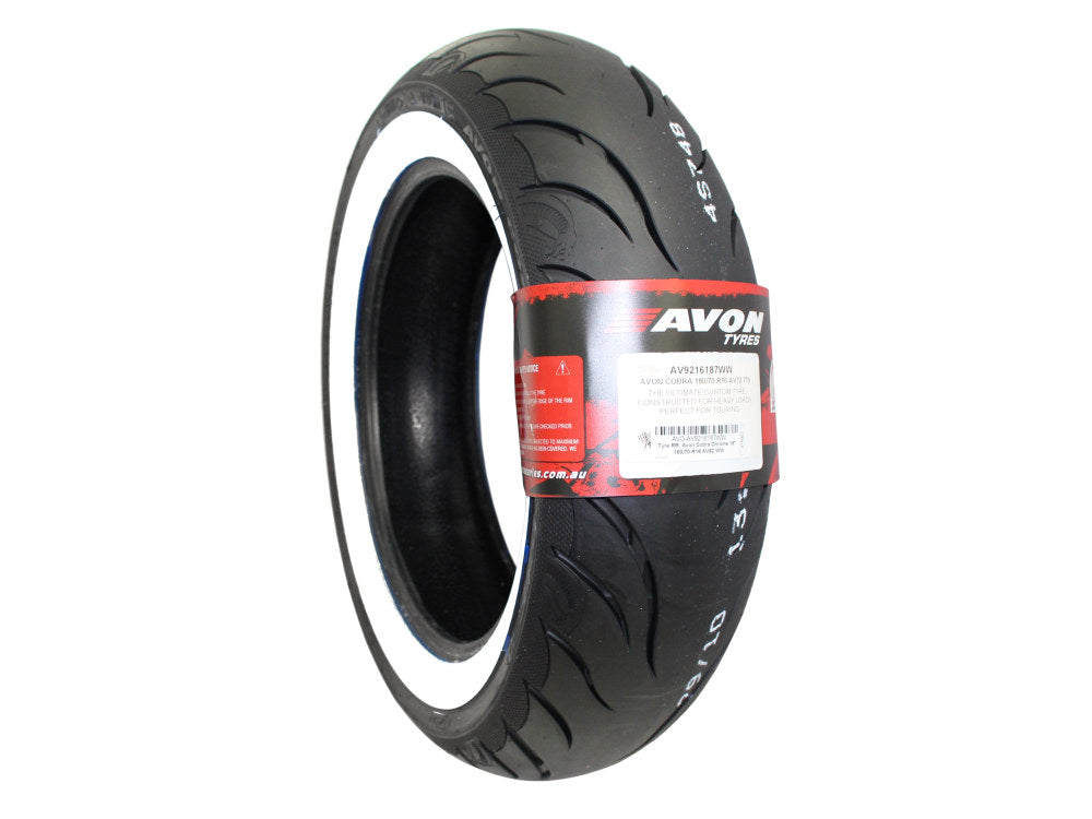 Avon Cobra Chrome 16in. Whitewall Rear Tyre. 180/70-R16 AV92 WW ...